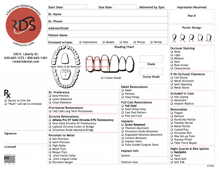 Lab Slip – Rockert Dental Studio